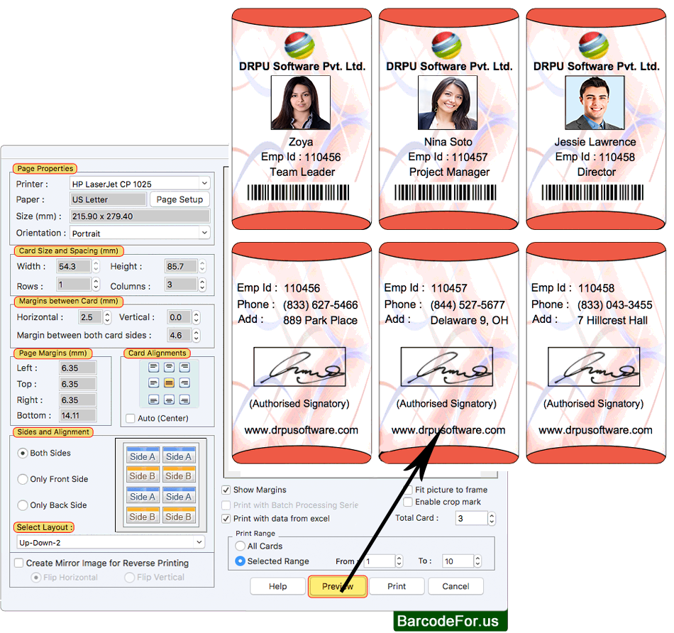 Watch screenshots of Mac ID Cards Maker (Corporate Edition) - BarcodeFor.us