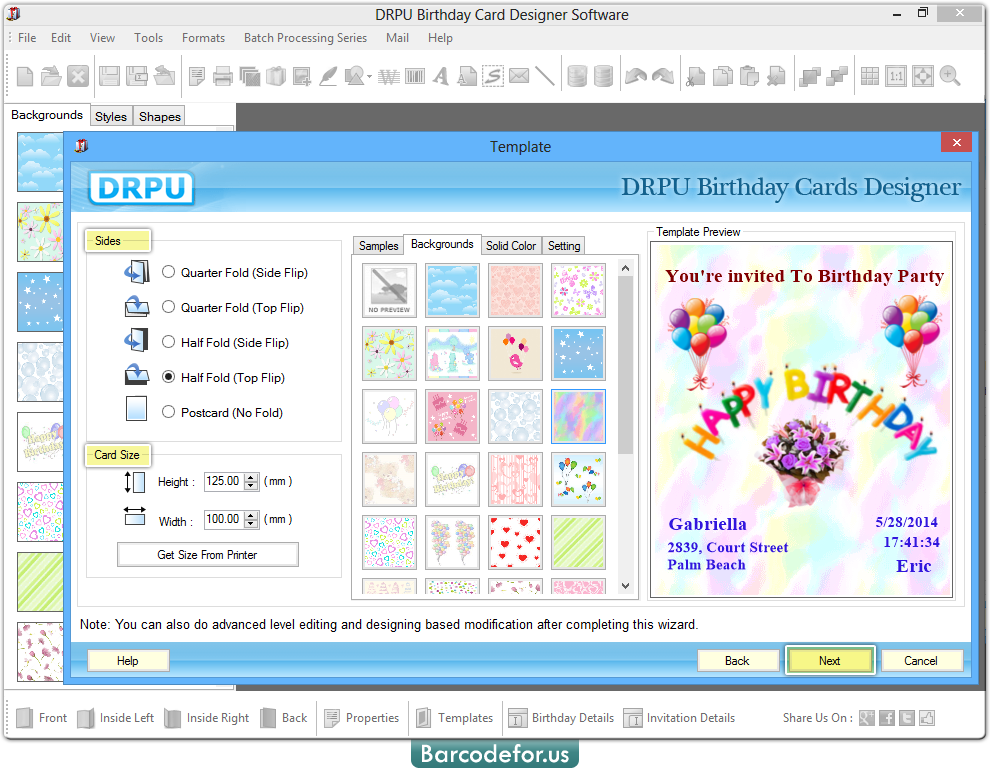 Birthday Cards Maker Software screenshots – BarcodeFor.us
