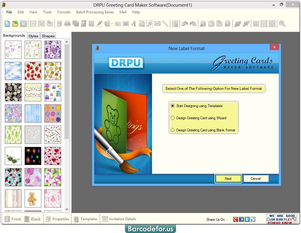 Greeting Card Maker Software screenshots – BarcodeFor.us