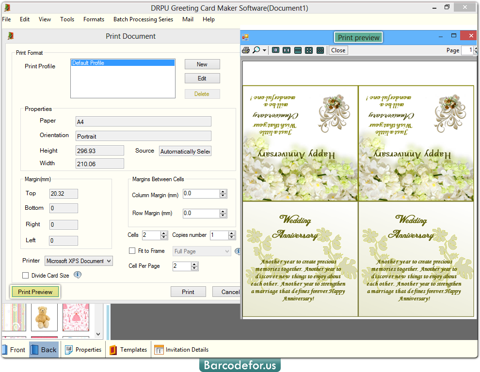 Greeting Card Maker Software screenshots – BarcodeFor.us