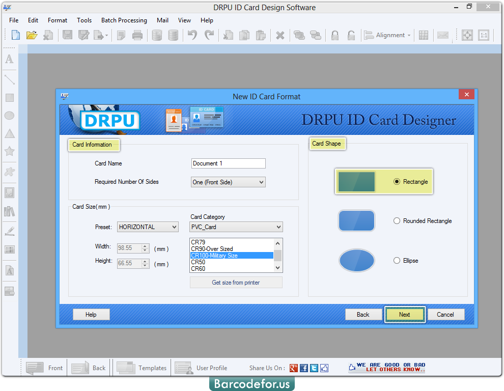 Watch screenshots of ID Card Maker Software - BarcodeFor.us