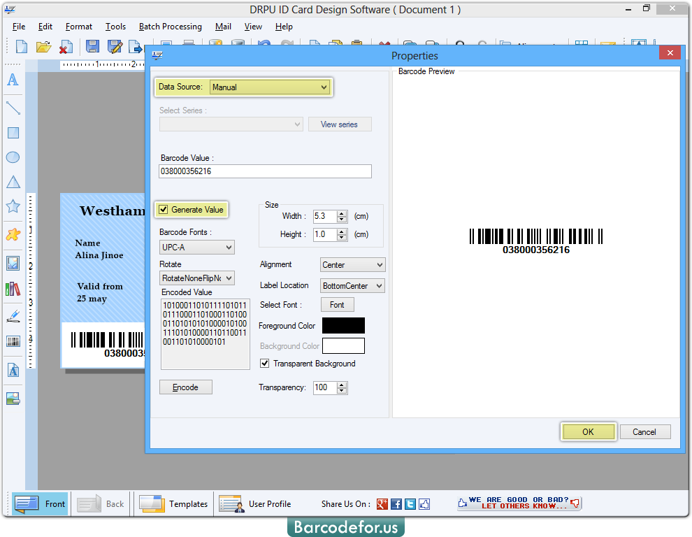 Watch screenshots of ID Card Maker Software - BarcodeFor.us