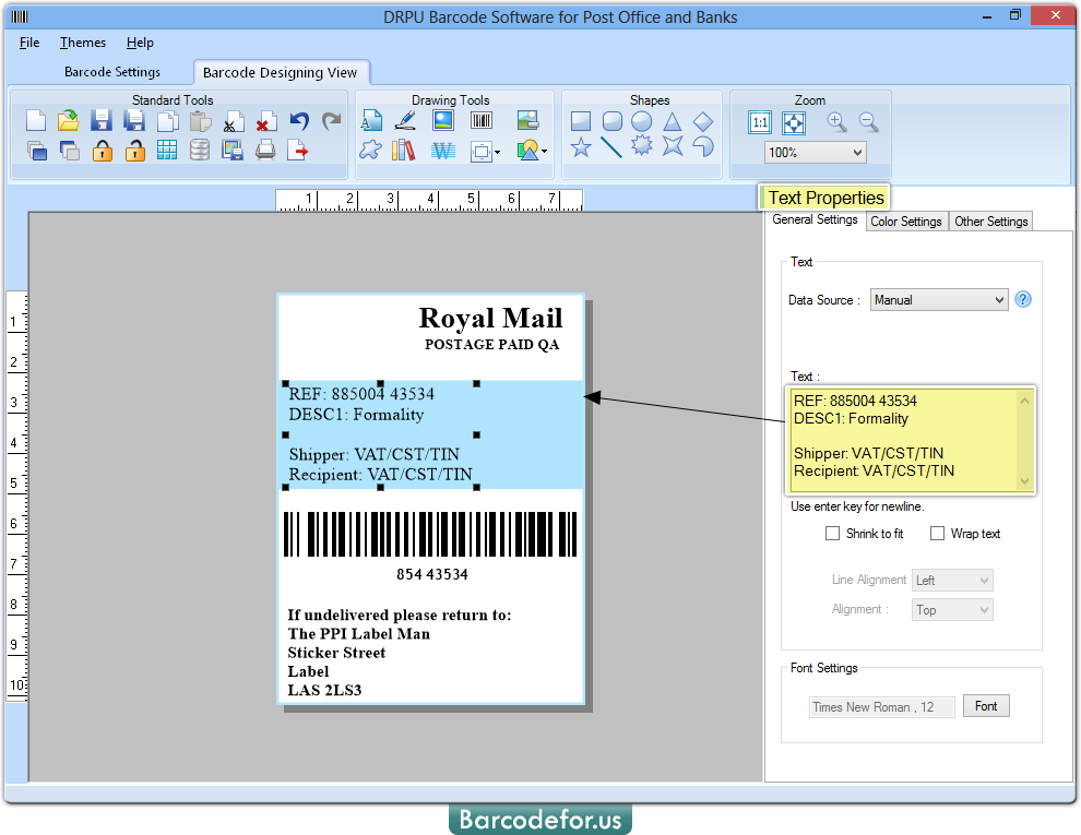 Screenshots of Barcode Generator for Post Office to learn how to make ...