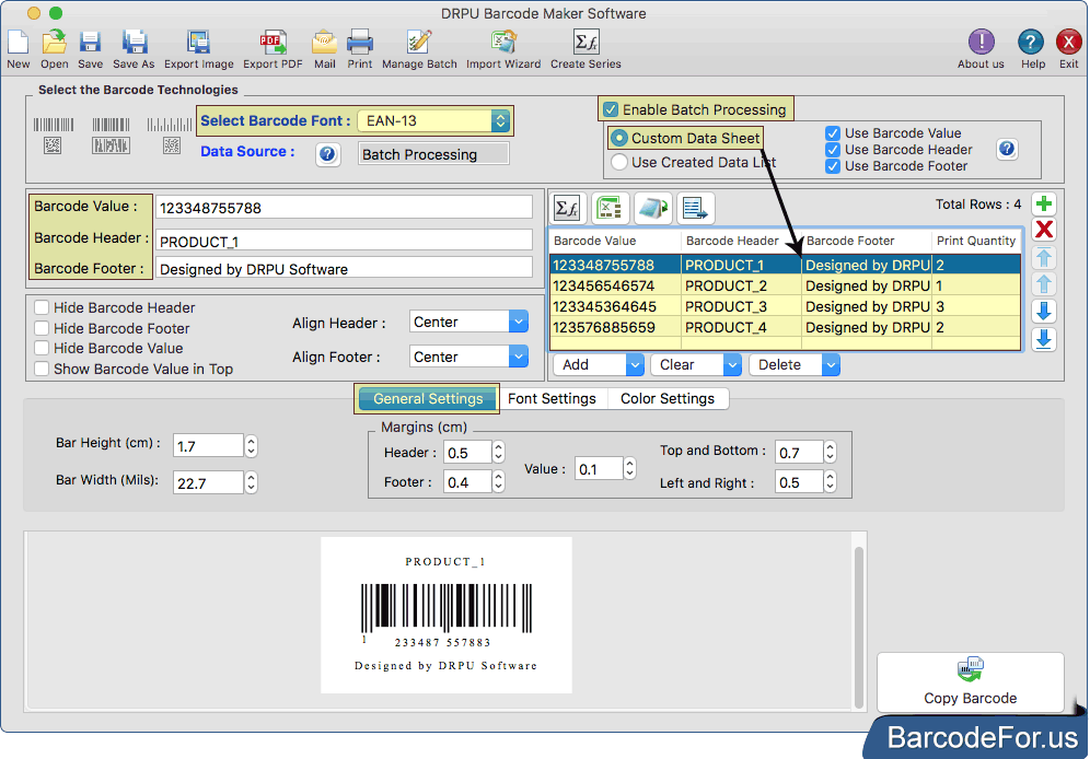 Watch screenshots of barcode generator for Mac - BarcodeFor.us