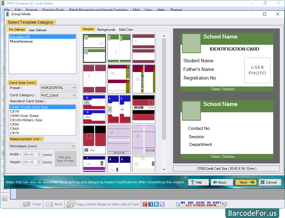 Watch screenshots of Student ID Cards Maker - BarcodeFor.us