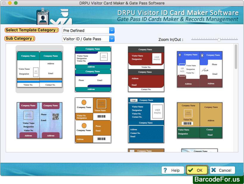 Mac Gate Pass ID Cards Maker Software Screenshots to design visitor ID ...
