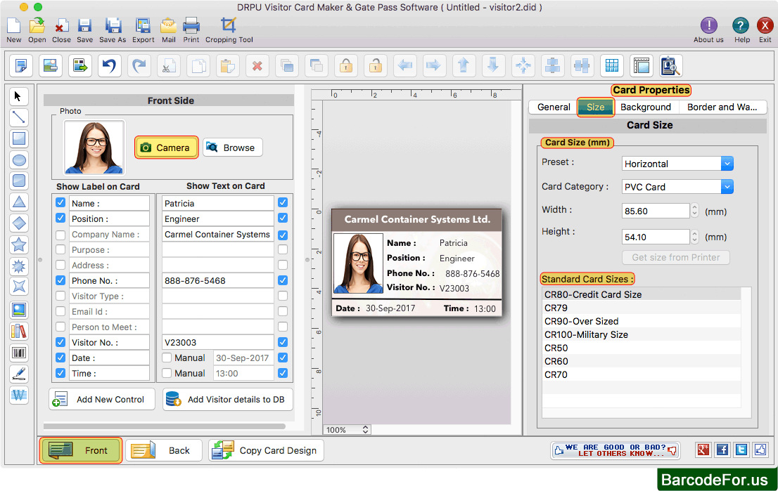 Mac Gate Pass ID Cards Maker Software Screenshots to design visitor ID ...