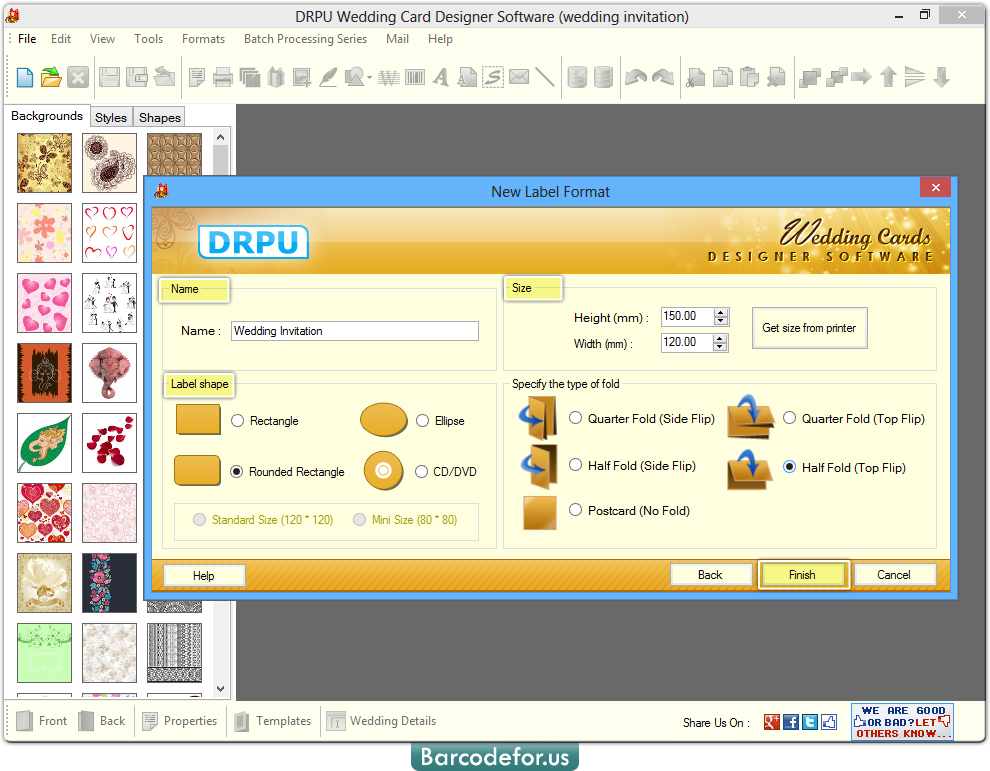 Screenshots of Wedding Card Maker Software - BarcodeFor.us